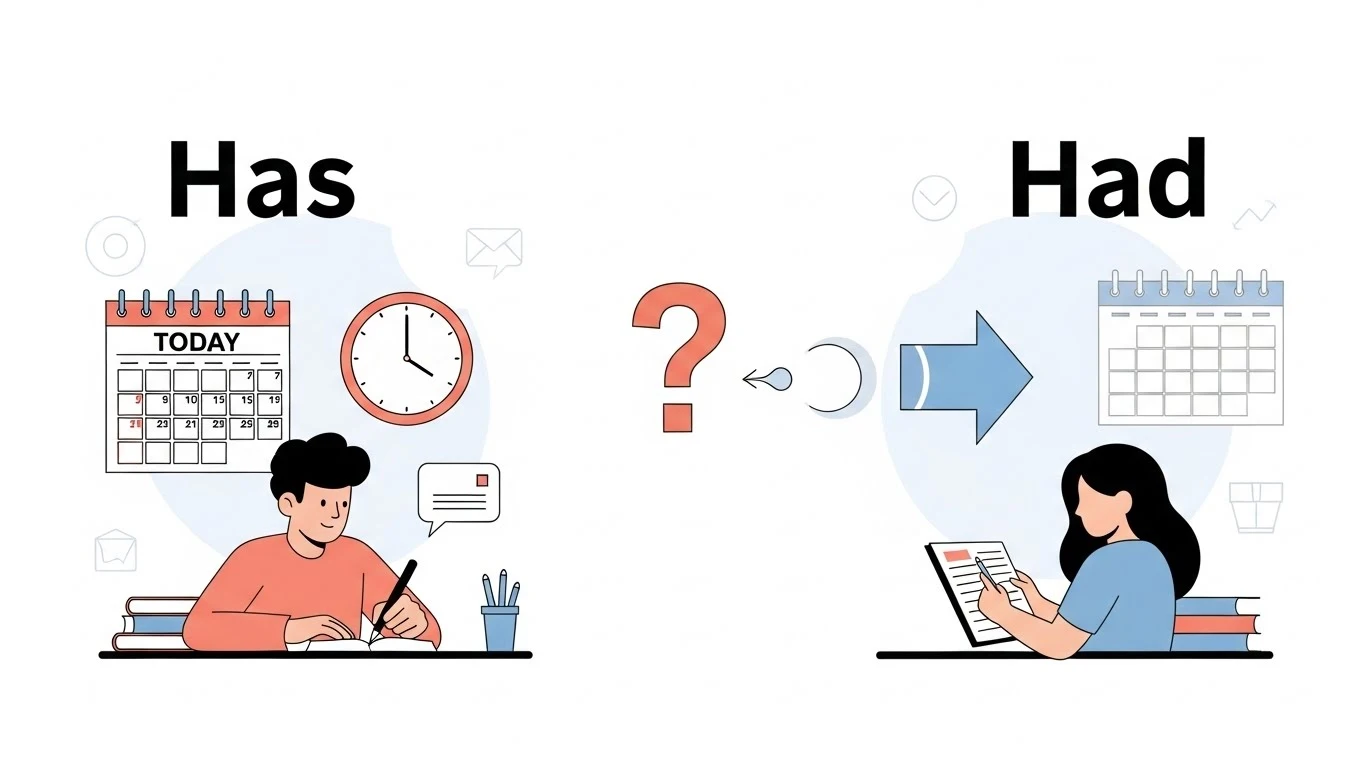 Has vs Had in English:Difference, Rules, Examples, and Quick Tips