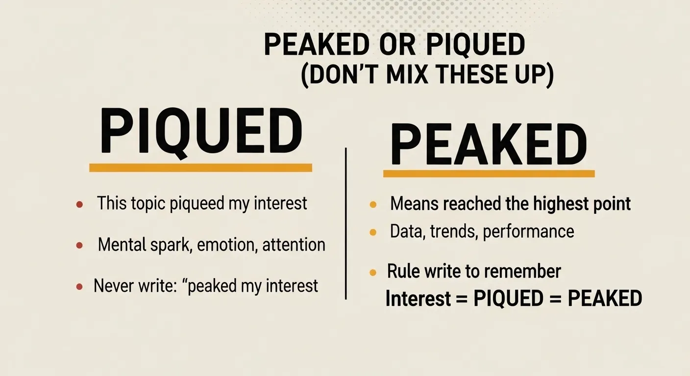 Peaked or Piqued: Meaning,Difference and Learn in Sec