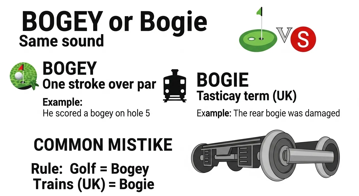 Bogey or Bogie? The Correct Spelling Explained Clearly in 2026