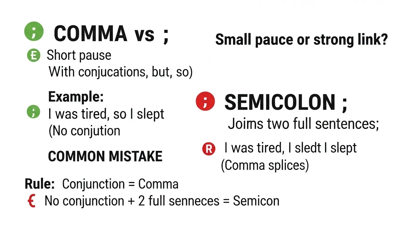 Semicolon or Comma?The Simple Punctuation Rule Explained
