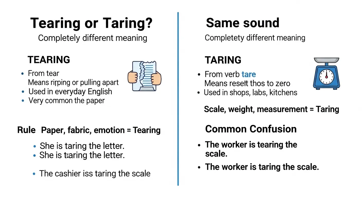 Tearing or Taring? The Correct Word Explained Clearly in 2026